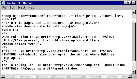 HTML Tutorial Chapter 4 -- Links